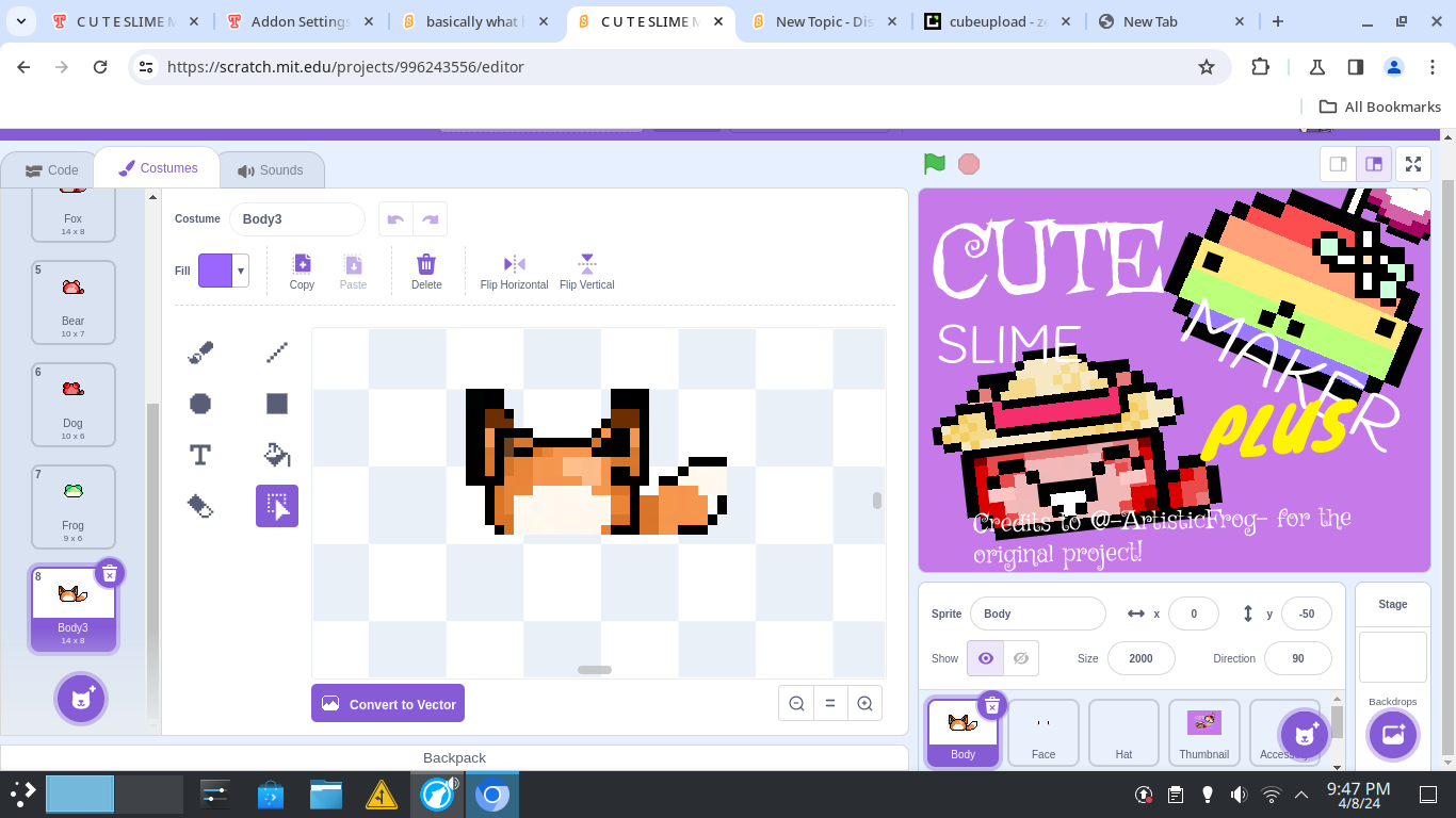 Bitmaps are broken when I move them from the backpack - Discuss Scratch