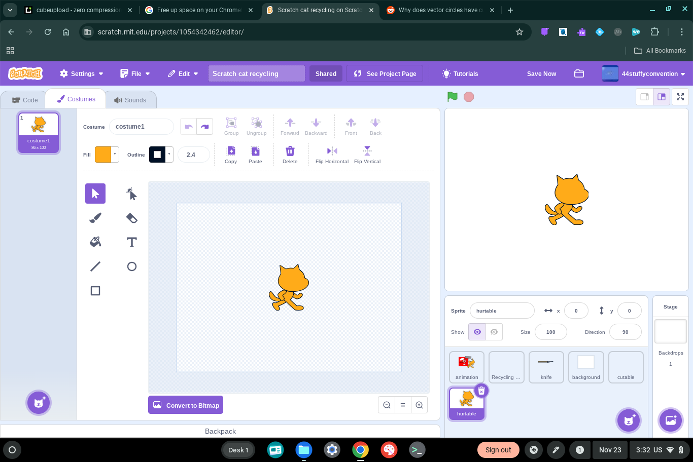 (vector)sprite costume gets cut off on stage - Discuss Scratch