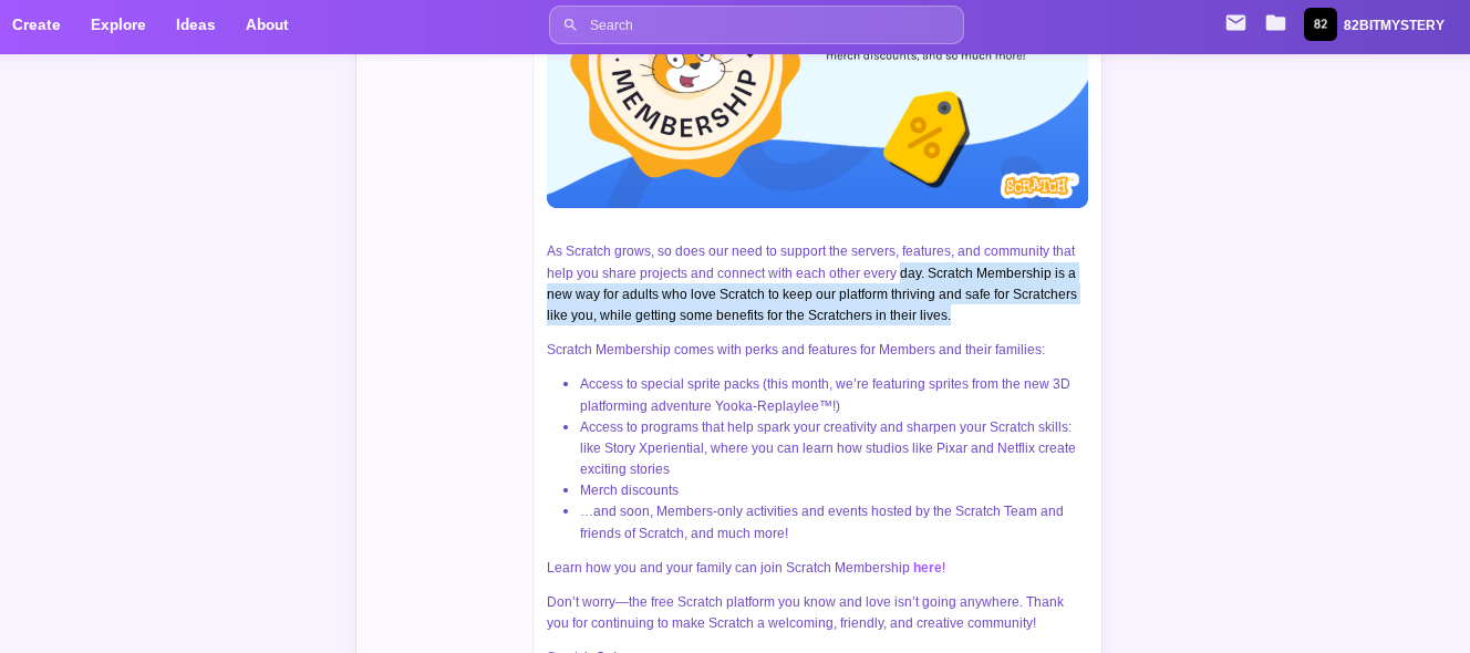 why is the scratch membership being made? like scratch will then be ...