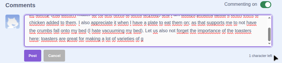 Comment Character Count - Discuss Scratch