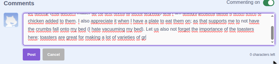 Comment Character Count - Discuss Scratch