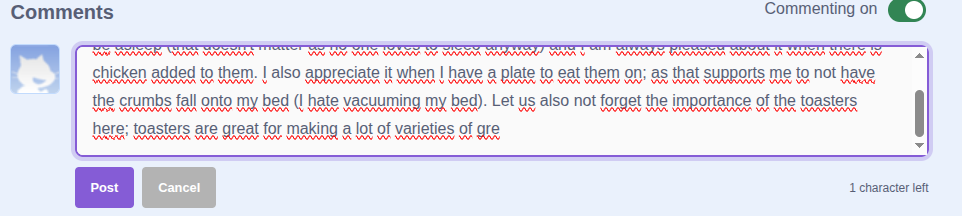 Comment Character Count - Discuss Scratch