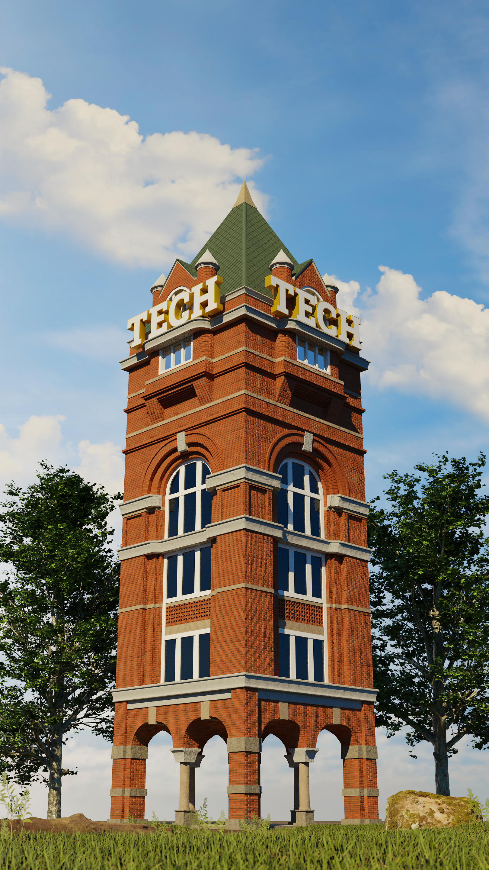 Stylized Tech Tower Render I Put Together. Alternative Version in ...