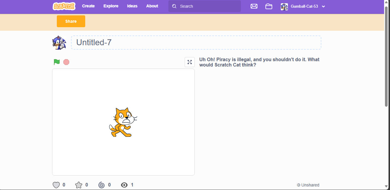 What is the Scratch Cat "NO PIRACY"? - Discuss Scratch