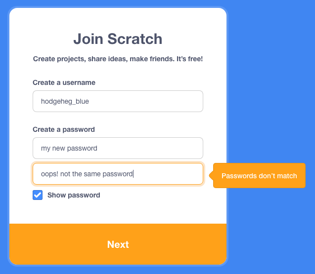 Confirming password/repeat password when creating an account - Discuss ...