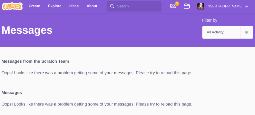 My messages aren't loading. - Discuss Scratch