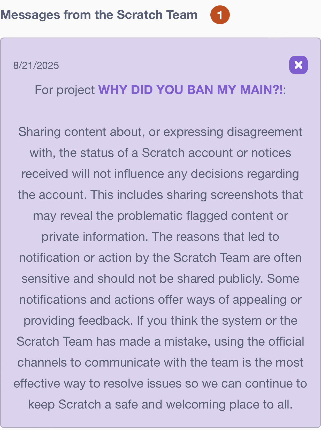 Why is my project removed???? - Discuss Scratch