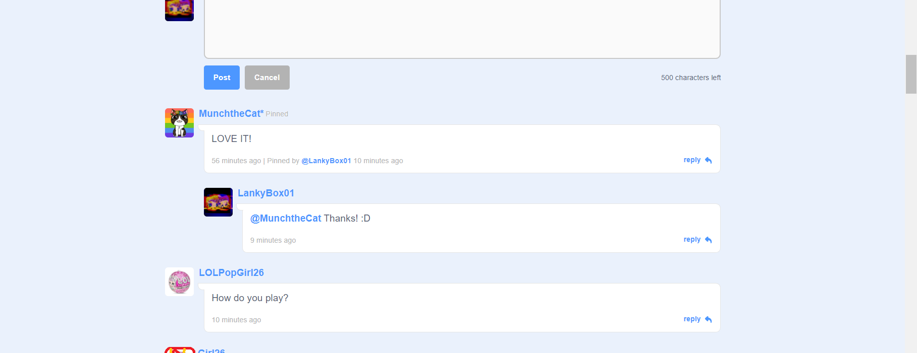 Pinning comments - Discuss Scratch