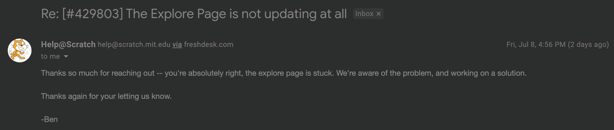 The explore page updated ONCE in **42** days - Discuss Scratch
