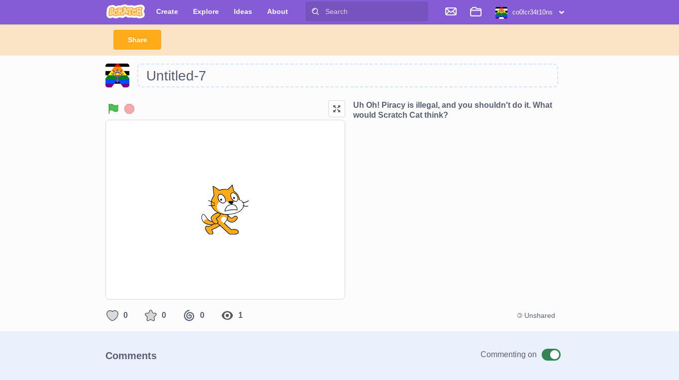 What is the Scratch Cat "NO PIRACY"? - Discuss Scratch