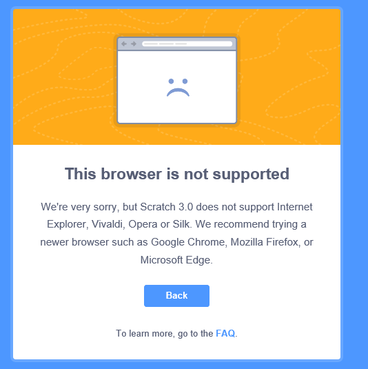 Minimal Support for unsupported browsers - Discuss Scratch