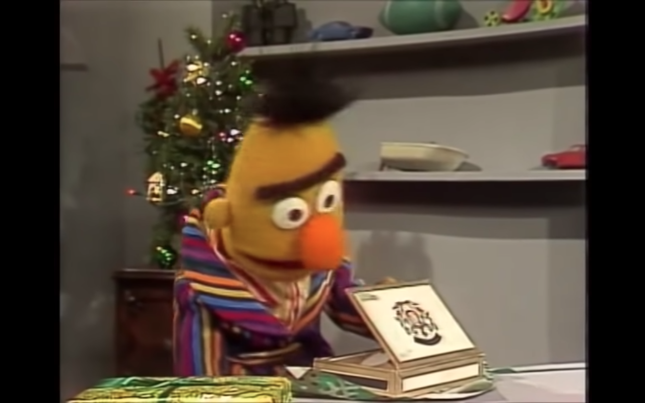 In a Sesame Street Christmas special, Bert gets an empty cigar box. Can ...