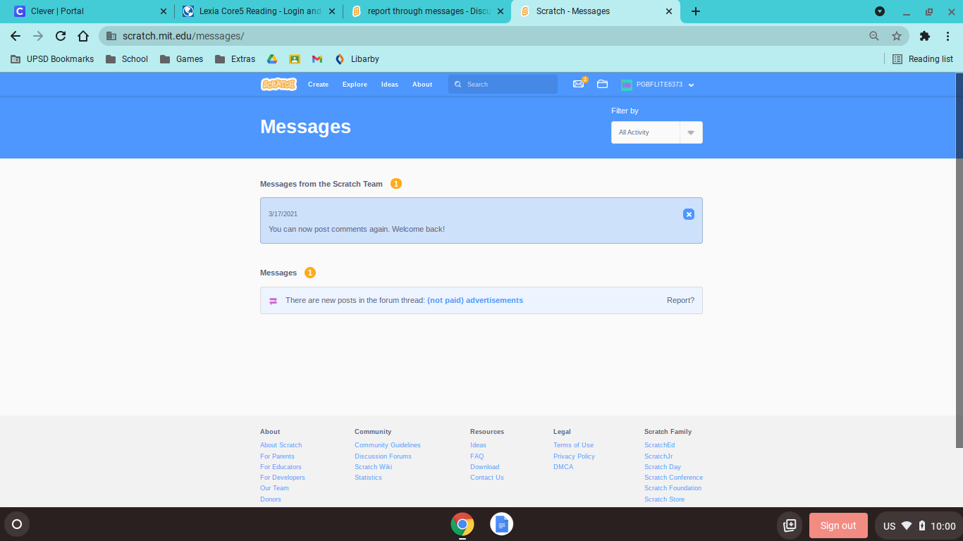 report through messages - Discuss Scratch