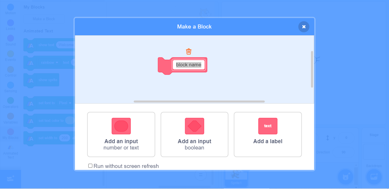 Inability To Make Custom Blocks In Scratch Lab Discuss Scratch