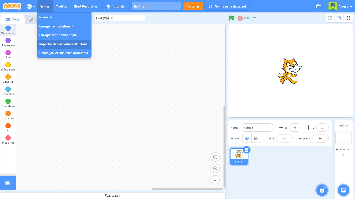 Comment transposer un projet dans un autre compte - Discuss Scratch