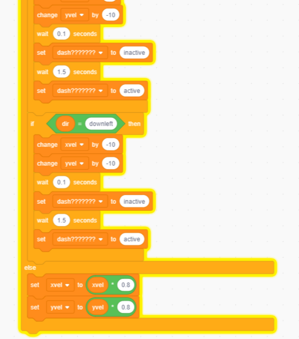 Top-down movement based game "dash ability" bug - Discuss Scratch
