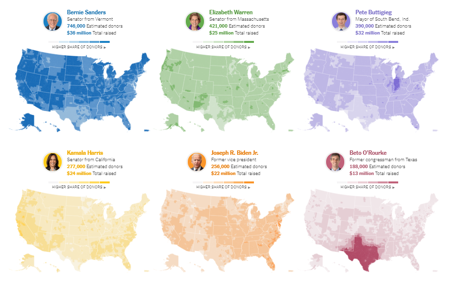 Detailed Maps of the Donors Powering the 2020 Democratic Campaigns ...
