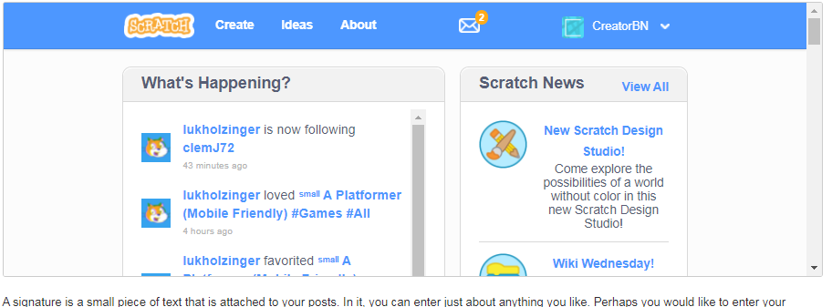 Scratch site in signature preview - Discuss Scratch