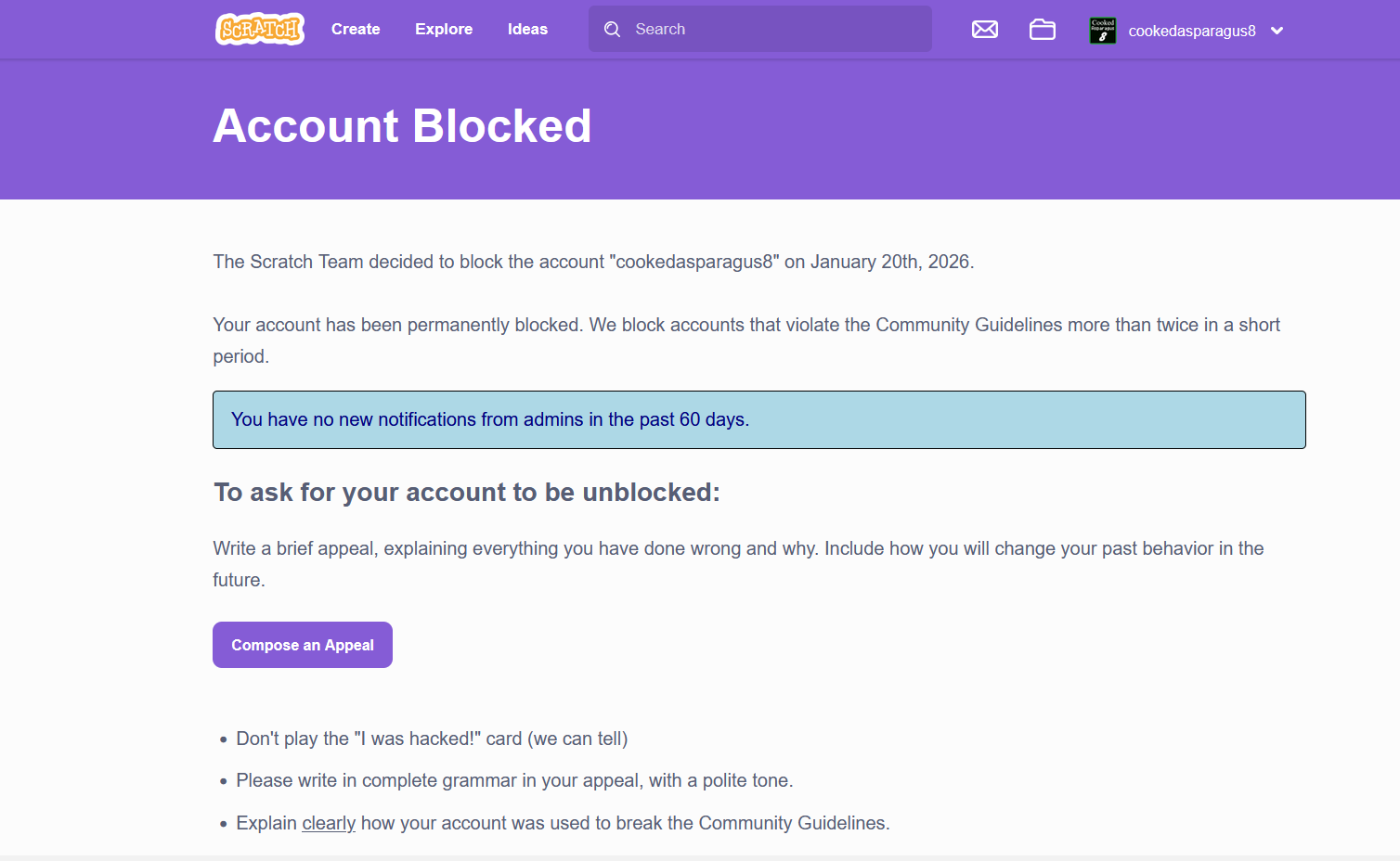 Updated ban page - Discuss Scratch