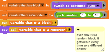 To set variables to blocks. - Discuss Scratch