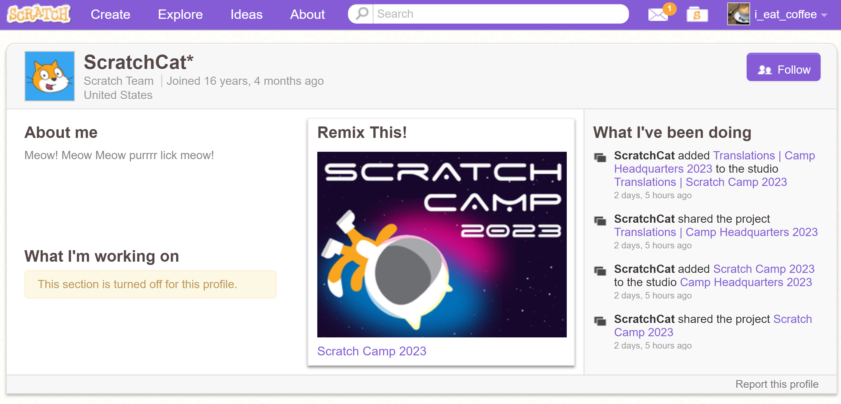 Togglable About Me and What I'm Working On - Discuss Scratch