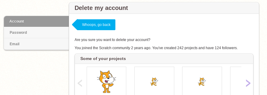 Deleting my account and followers - Discuss Scratch