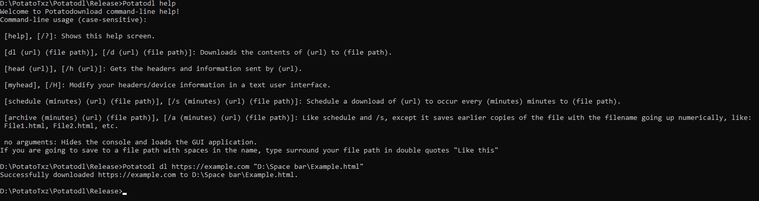 Potatodownload — schedule downloads, view site details, download with ...