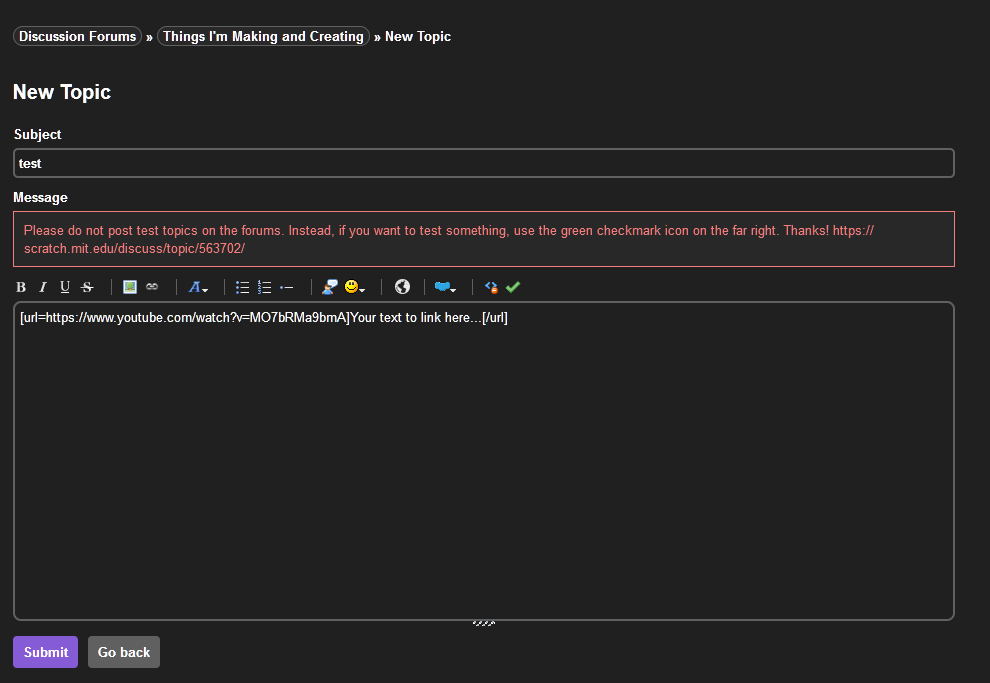 Make a filter to mitigate Youtube spam in TIMaC - Discuss Scratch