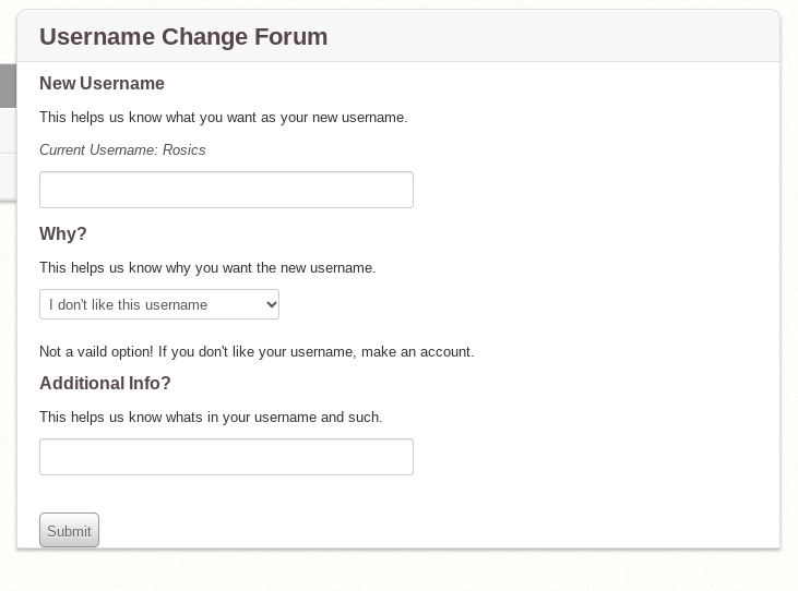 Username change form in Account Settings [READ BEFORE REPLYING ...