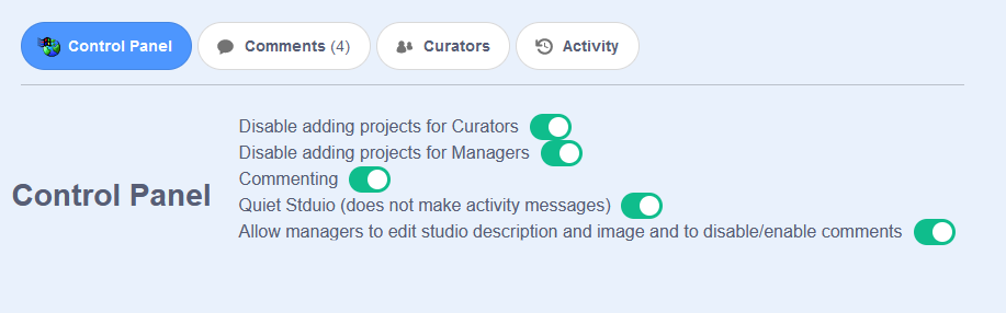 Studio Control Panel - Discuss Scratch