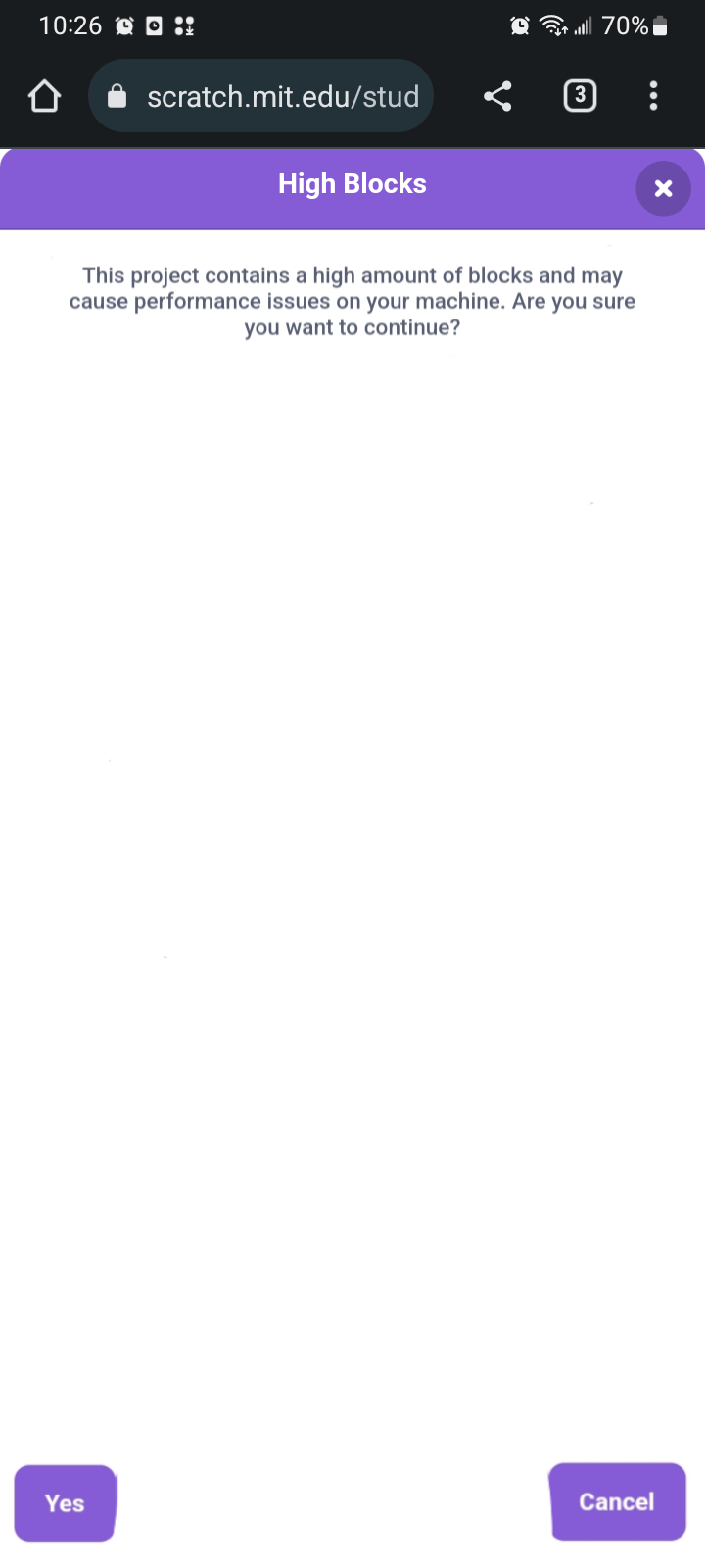 High Blocks Warning - Discuss Scratch