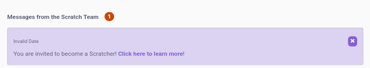 "You have been invited to become a Scratcher!" message randomly ...