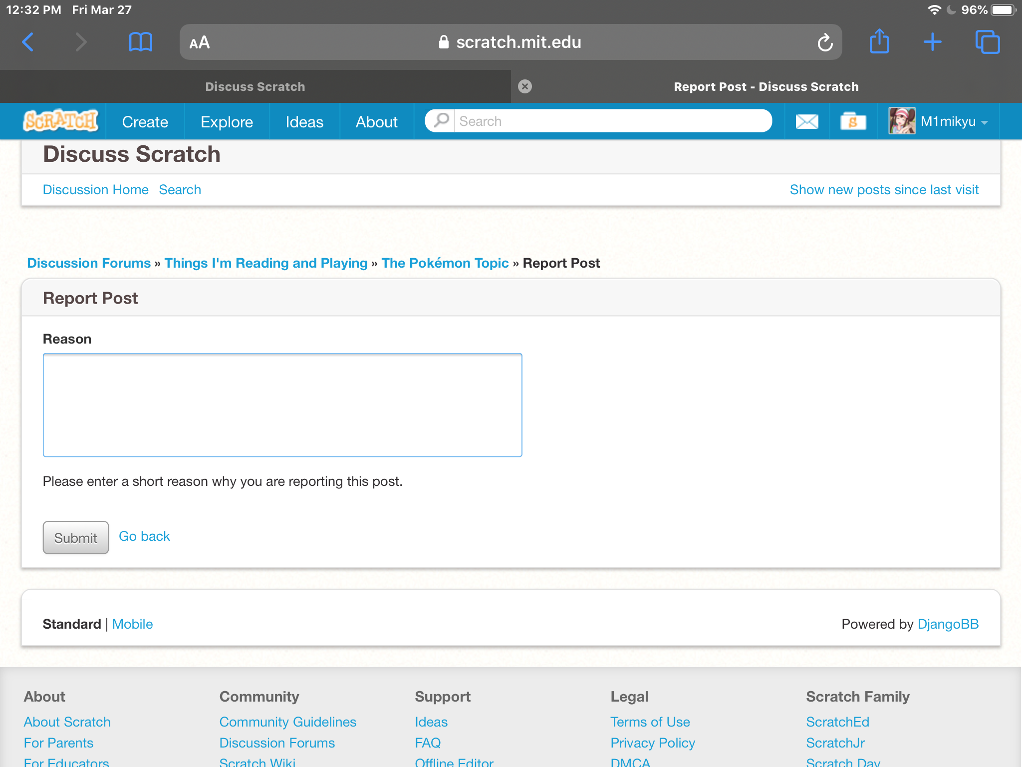 Rephrase The Forum Reporting Screen - Discuss Scratch