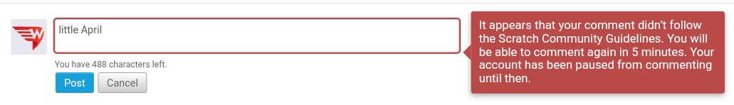 Automatic commenting ban - Discuss Scratch